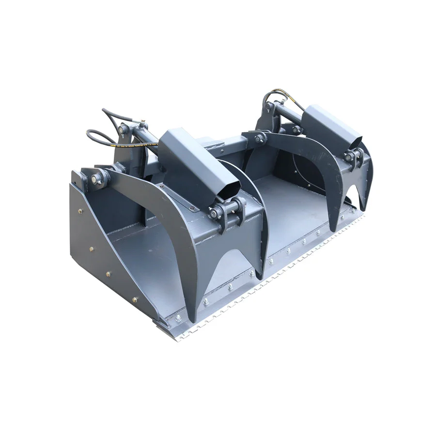 Skid Steer 72" Industrial Grapple Bucket Attachment with Two-Cylinder ...